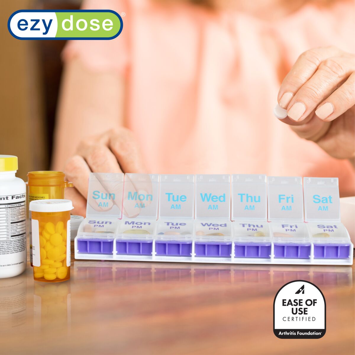 Ezy Dose® Push-Button Medtime Planner® | 4 Times a Day | Clear Lids ...