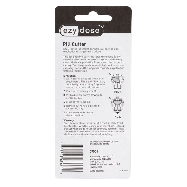 Ezy Dose® Ezy-Cut Pill Cutter | Safety Shield | Stainless Steel Blade – Apothecary Products